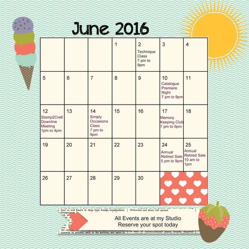 June Calendar of Events - Stamp With Anne!