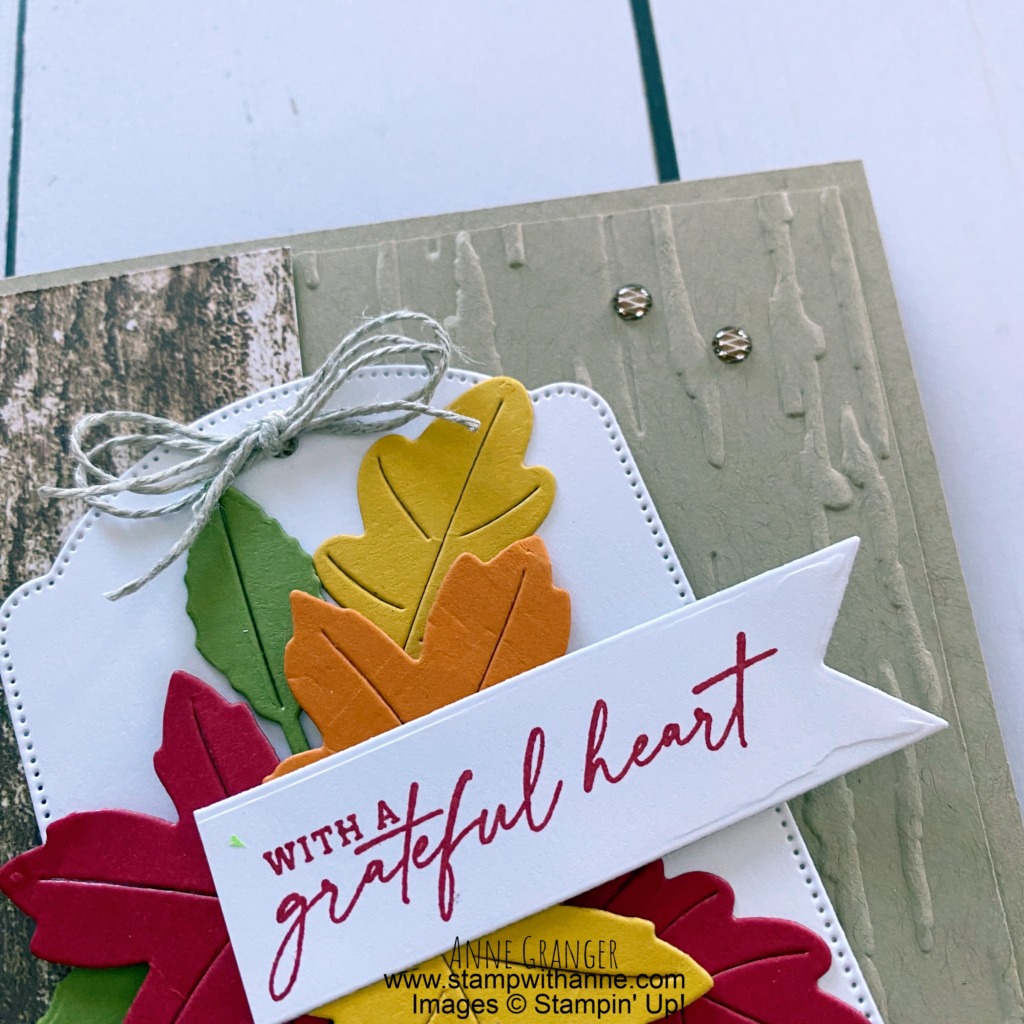 Autumn Leaves Grateful Heart Tag Card - Stamp With Anne!