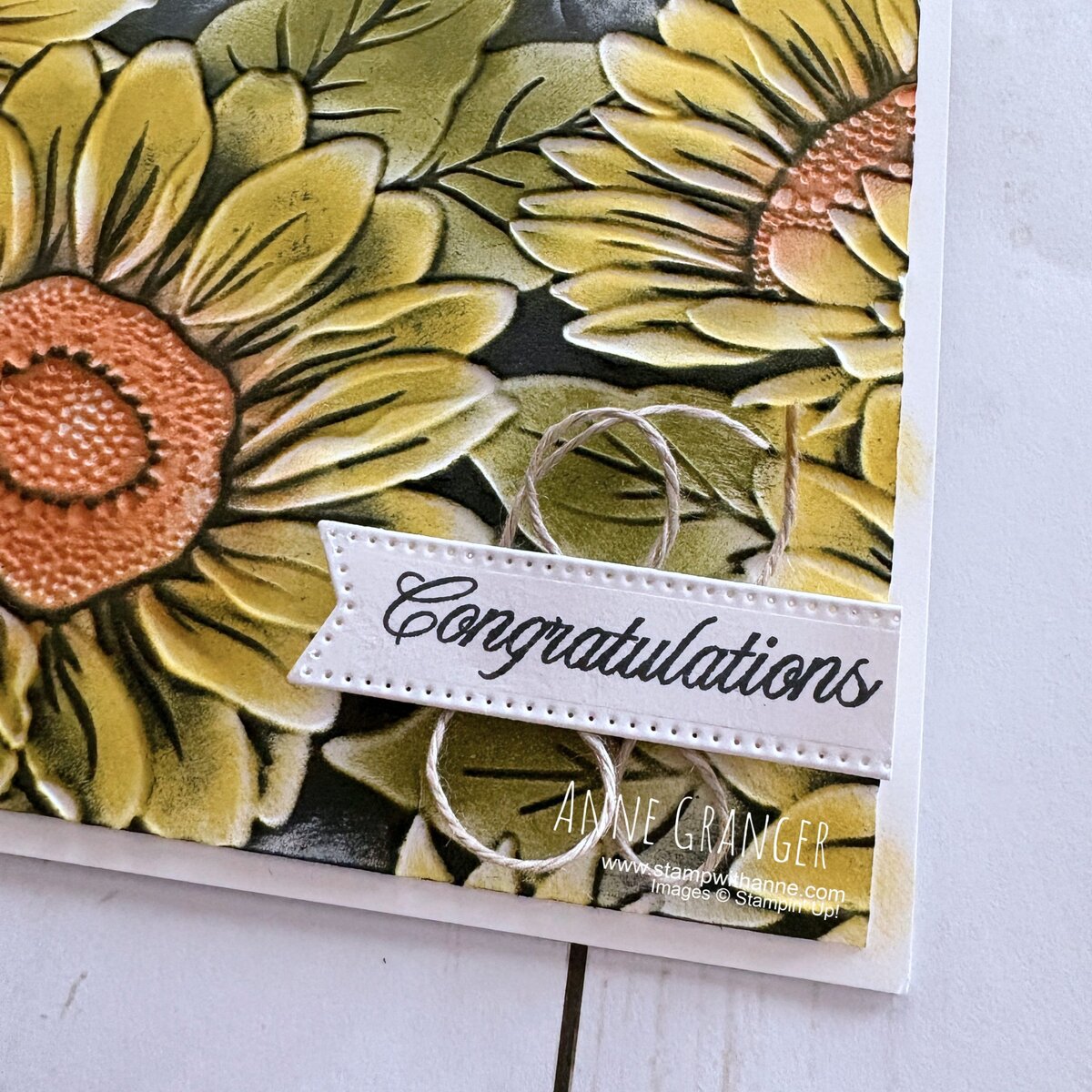 Sunflower 3D Embossing Folder Congratulations Card - Stamp With Anne!